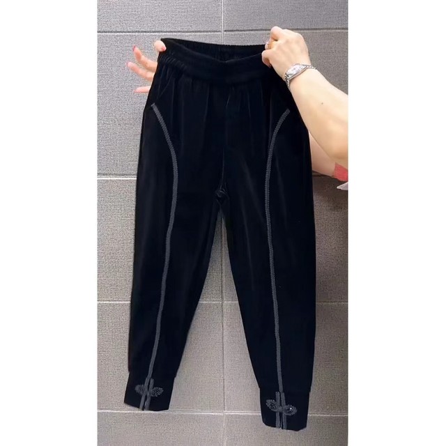 Guofeng Button Gold Velvet Martin Pants Women's Nine-point High Quality ...