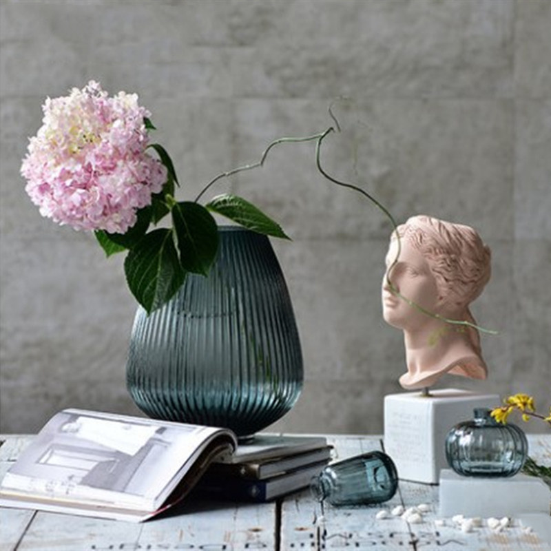 Hand-Blown Glass Vase - Striped Crystal Style