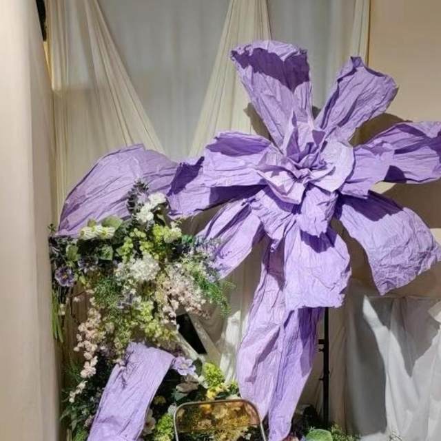 Purple giant paper flower window decoration photography background ...
