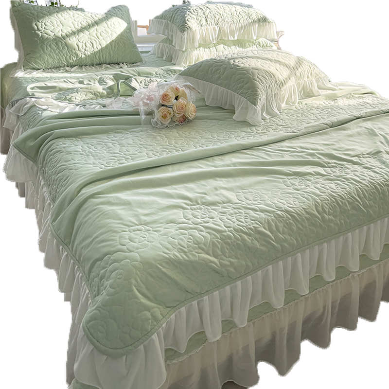 Hodo Red Bean Cool Ice Silk Bed Cover Set - 2024 Summer - Solid Color
