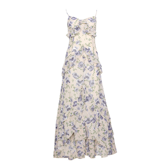 Mai Xu Super elegant one-shoulder floral suspender chiffon dress ...