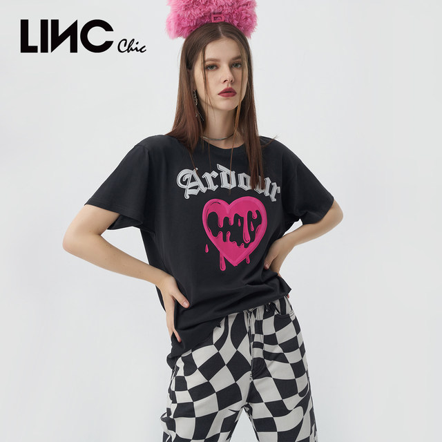 LINCCHIC Jin Yujie short-sleeved T-shirt women's retro sweet and cool ...
