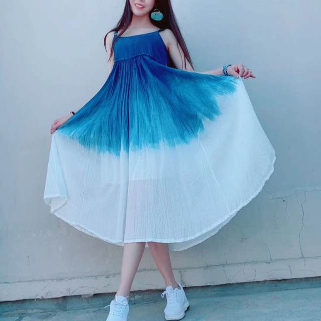 Yiche tie-dye original design handmade plant-dyed gradient literary and ...