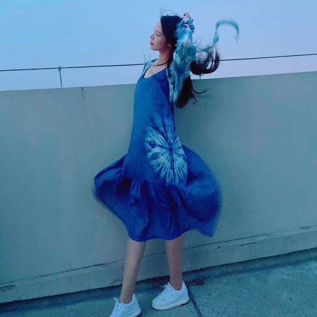 Yiche tie-dye original design handmade plant blue dyeing literary and ...