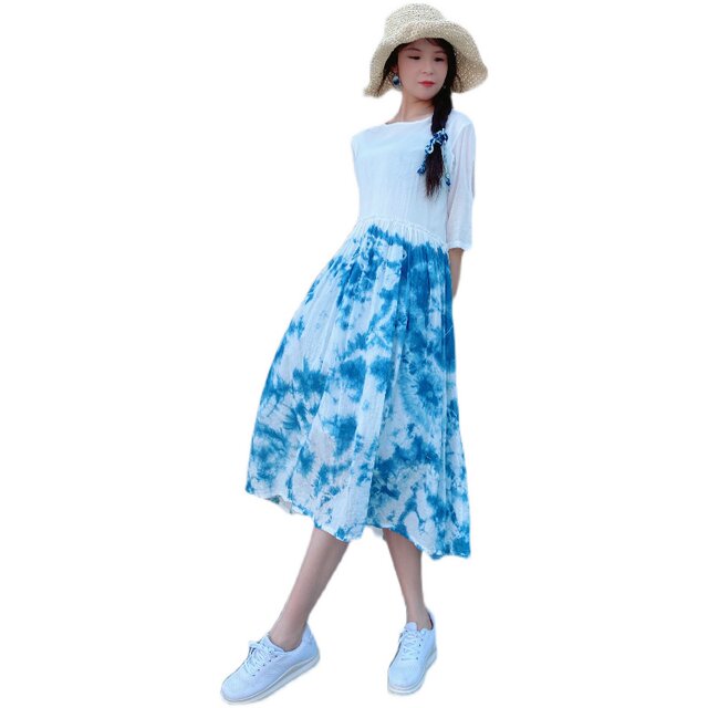 Yiche tie-dye original design handmade plant blue dyeing grass dyeing ...