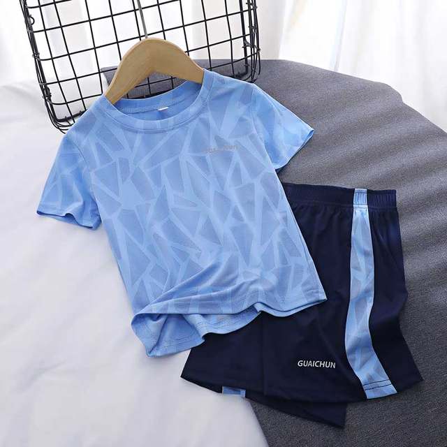 Quick-drying and breathable boys summer suit 2024 new children's sports ...