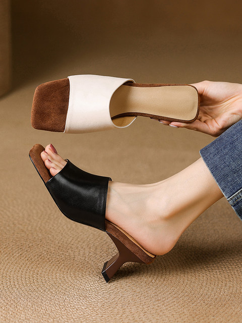 6cm high heel slippers for women wearing summer new style fashionable ...