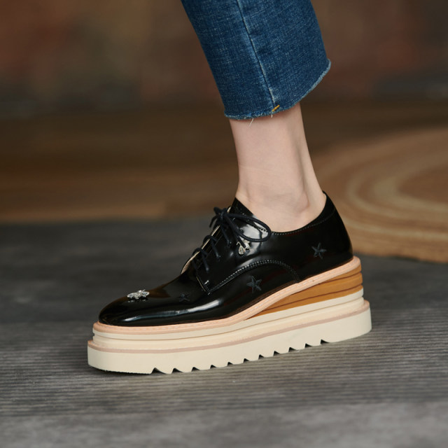 Rhinestone Square Toe Platform Shoes Women's Thick Sole 2024 Spring and ...