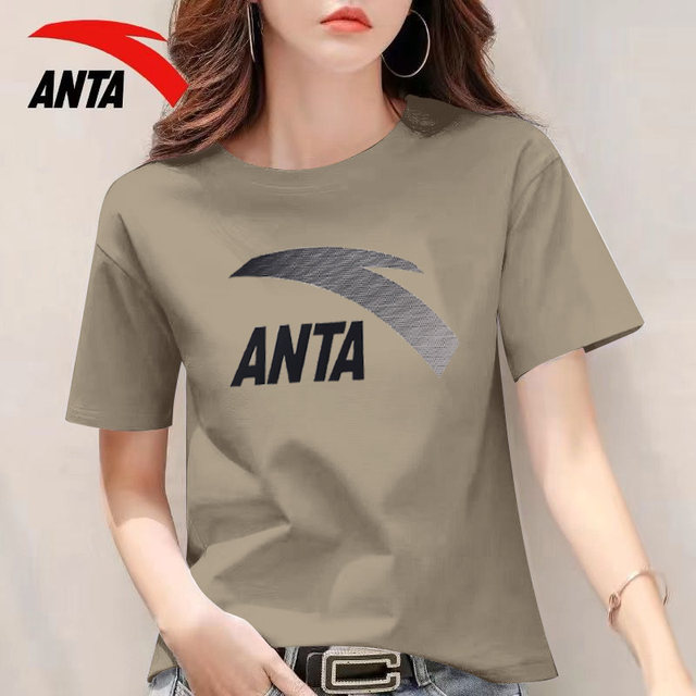 Anta right shoulder short-sleeved T-shirt for women 2024 new summer ...