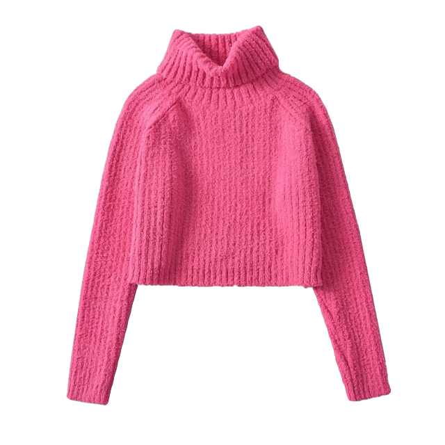 European and American simple laziness, high neck loose pits, sweater ...