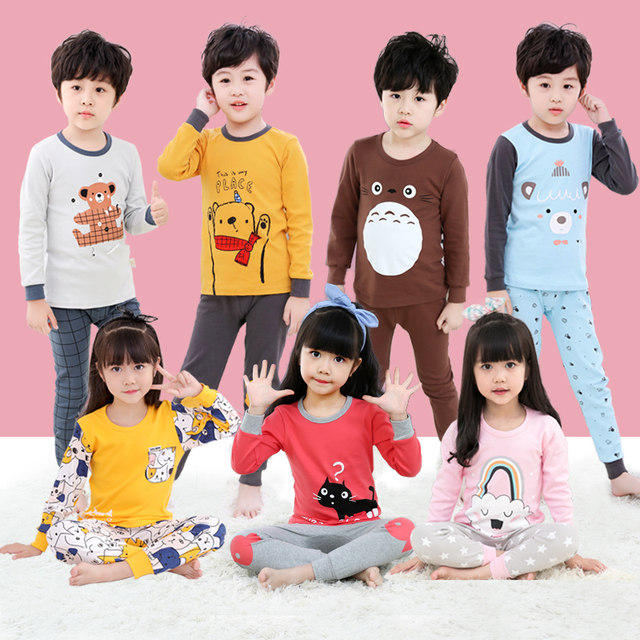 Children's autumn clothing set, cotton baby pajamas, spring and autumn ...