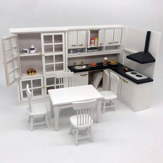 Set Furnitur Dapur Skala 1/12 - Aksesori Pemandangan Pajangan Boneka