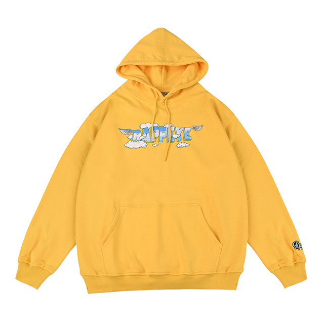 RAPPEYE blue sky and white clouds wings embroidered logo sweatshirt men ...