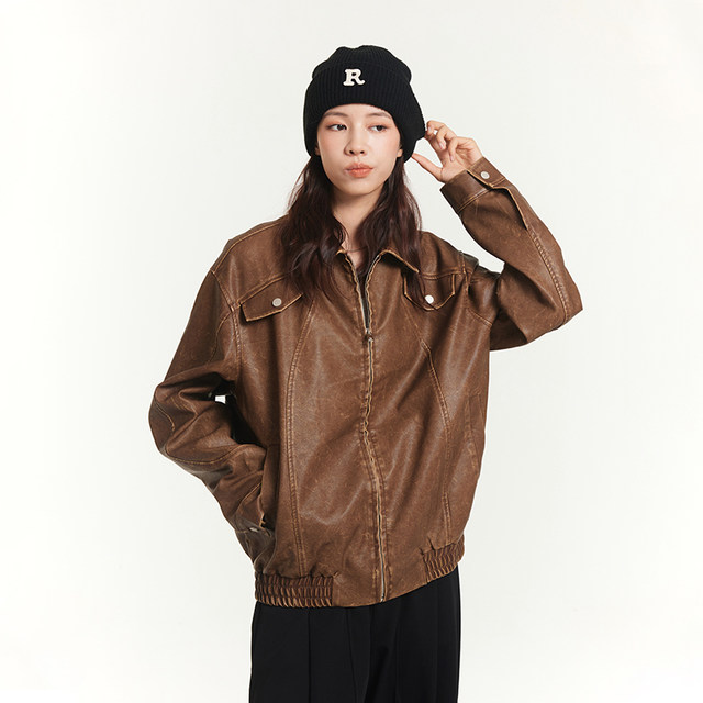 RAPPEYE retro Hong Kong style loose American bomber jacket couple ...