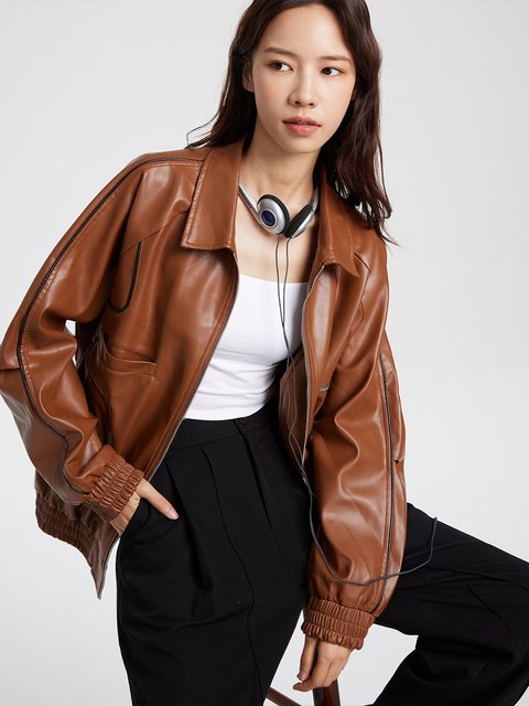 RAPPEYE silhouette motorcycle leather jacket men's autumn new PU ...