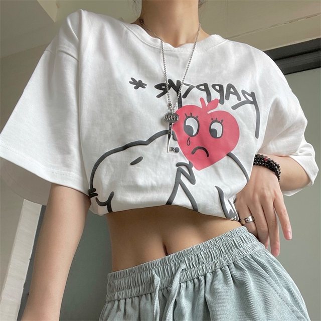 RAPPEYE summer new love bird foam printed short-sleeved men's and women ...