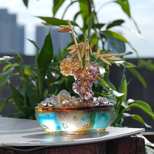 Liuli Wealth High -rise Bamboo Mountain Stone Julipao Home Decoration ...