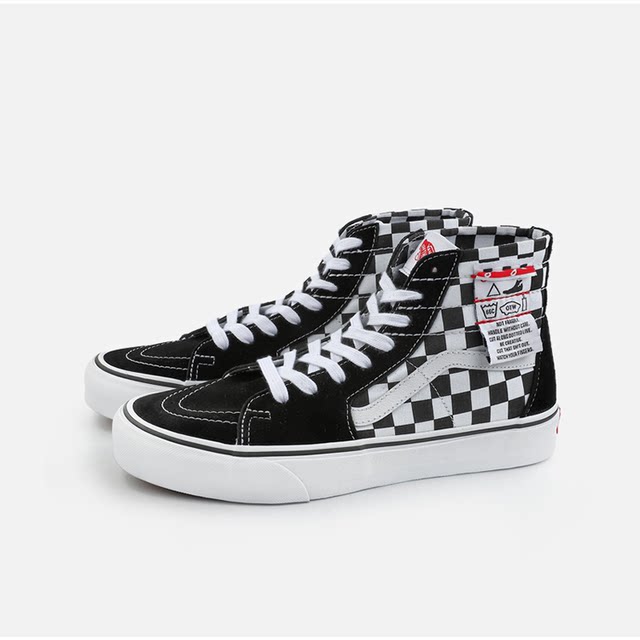 VANS/Van Si SK8-Hi checkerboard cutting men's and women's same autumn ...