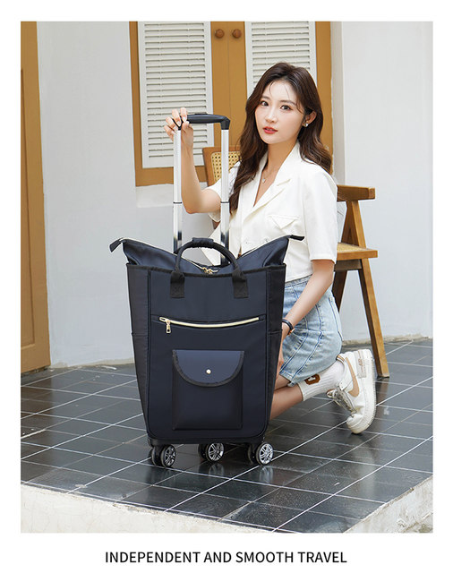 Large capacity double backpack bag backpack universal wheel grocery ...