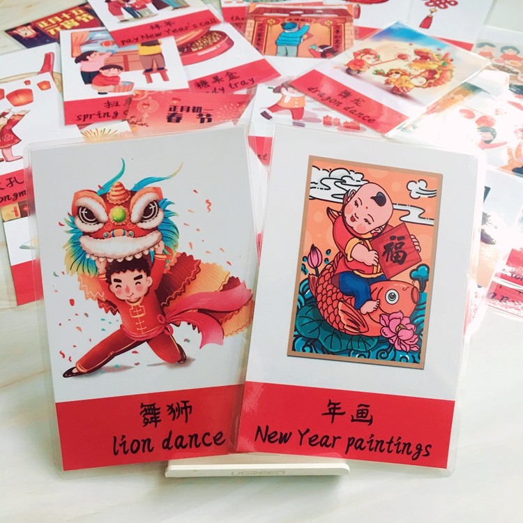 Spring Festival Customs and Culture Theme English Flash Cards for ...