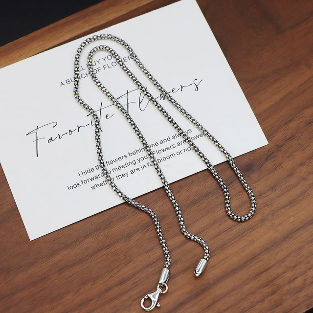 s925 sterling silver popcorn chain corn chain corn chain retro old Thai ...