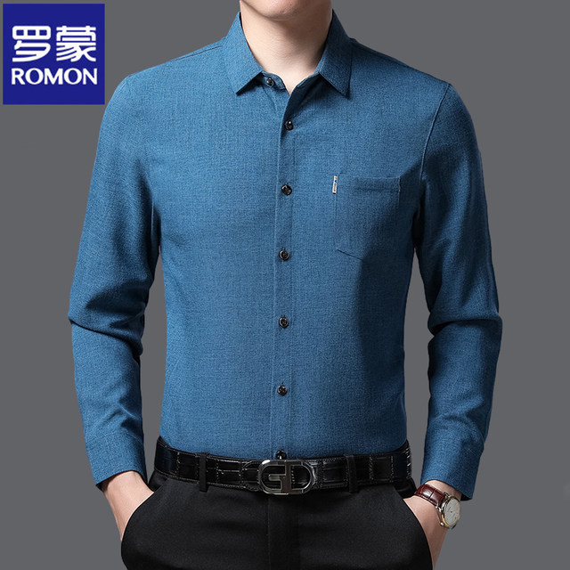 Luo Meng men's long -sleeved shirt cotton and linen 2022 Autumn new ...
