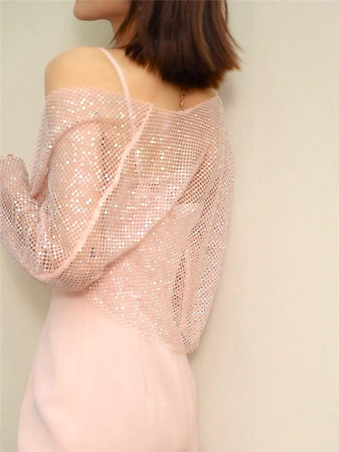 Bright diamond crystal top shawl cardigan bright bling temperament ...