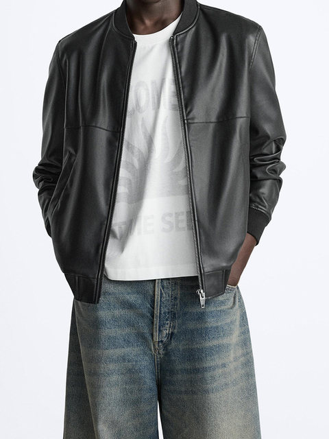 Cabinet 429! Autumn men's casual versatile solid color PU leather ...