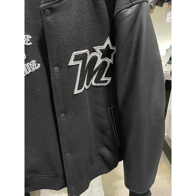 ZA new autumn and winter men's baseball collar cotton patch bomber ...