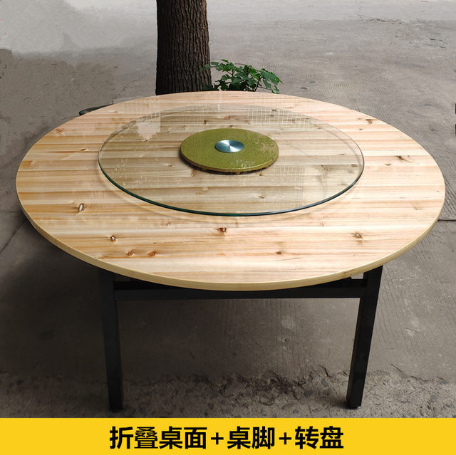 Home hotel solid wood fir large round table folding table banquet round ...