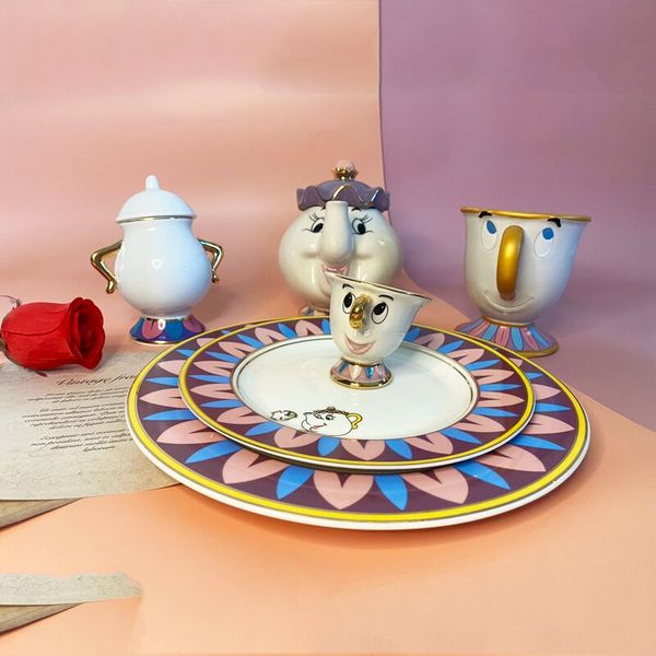 Disney Beauty And The Beast Porcelain Gold Plated Teapot Cup, Mrs ...