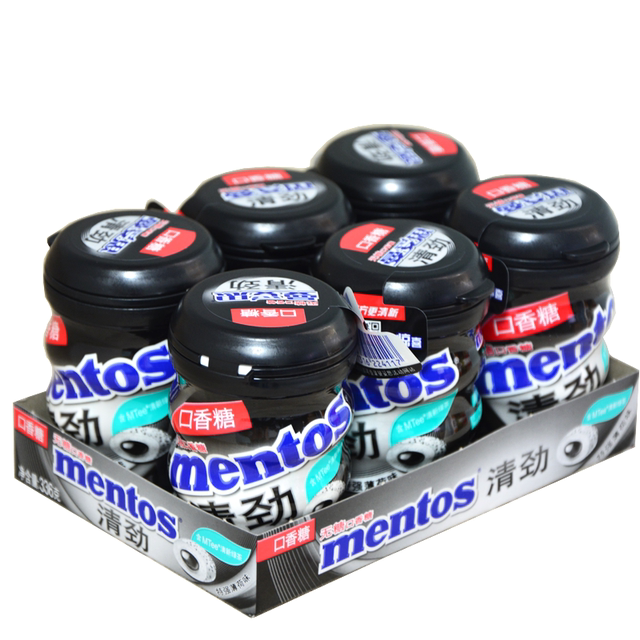 Mentos refreshing sandwich sugar-free chewing gum 56g*6 bottles large particles extra strong ...