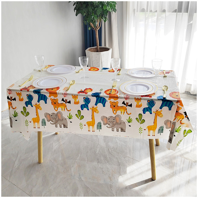 Forest animal disposable tablecloth children's birthday party ...