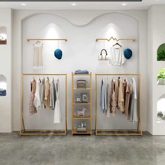 Clothing store hanger net red women's clothing store shelf floor-to ...