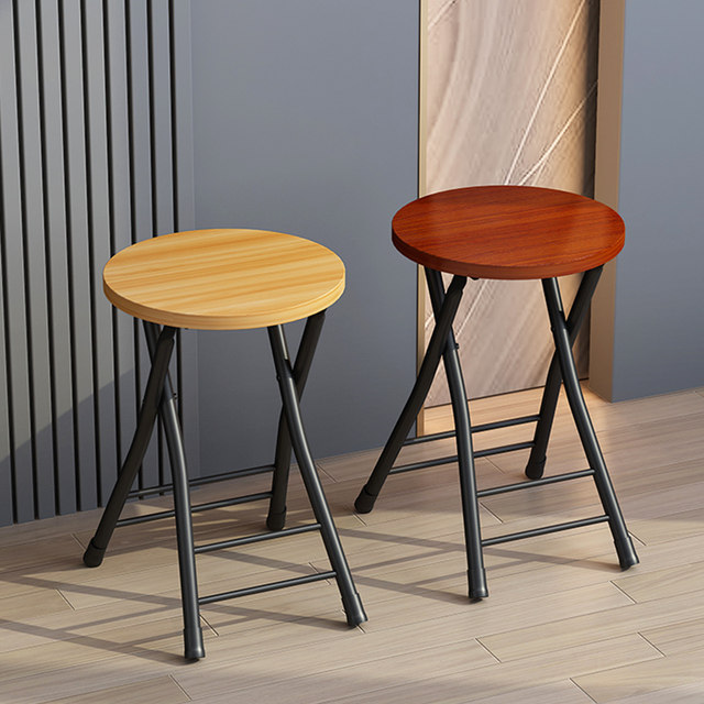Folding chair back stool home portable high-foot small round stool ...