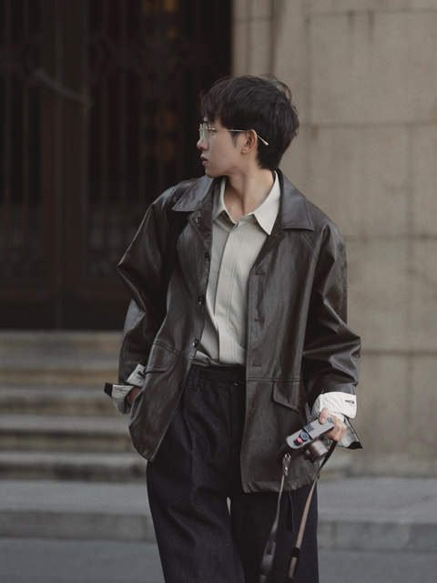 ELI retro lapel simple design casual slack commuter men and women ...