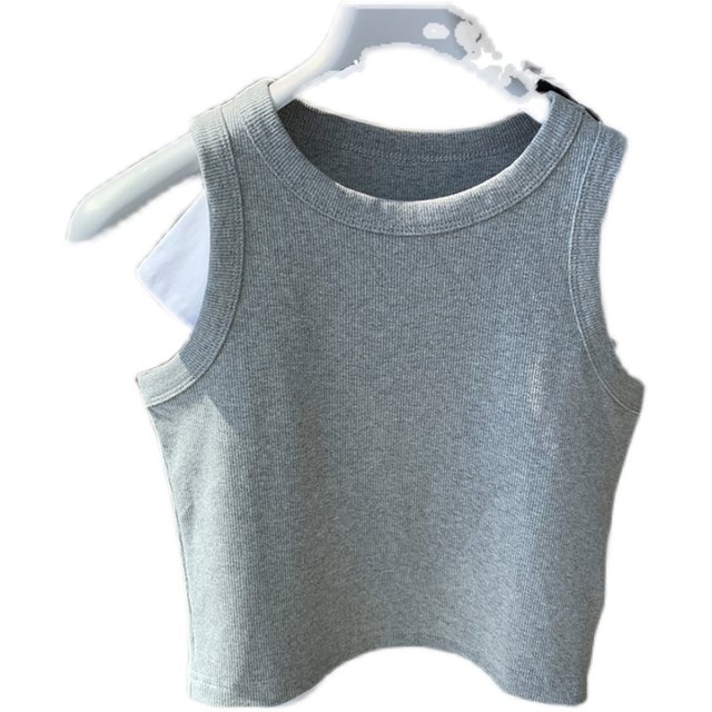 Gray vest female inner wear short navel exposed large size small ...