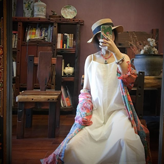 Original pure cotton loose and versatile bottoming suspender long inner ...