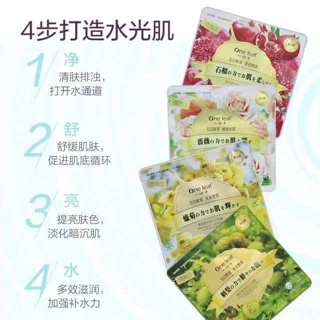 One-leaf facial mask of tender flowers and fruits, hydrating ...