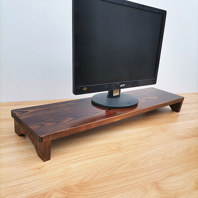 Monitor elevated solid wood base desktop computer desk storage rack ...