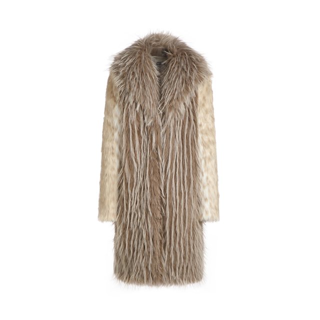 CSFC niche design leopard print stitching long fur jacket autumn and ...