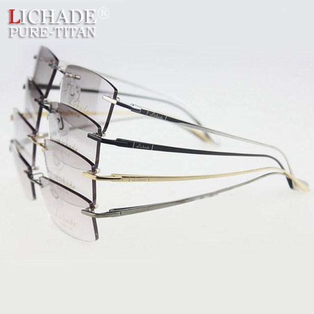 Lichade Richard's new ultra-light men's frameless titanium frame myopia ...