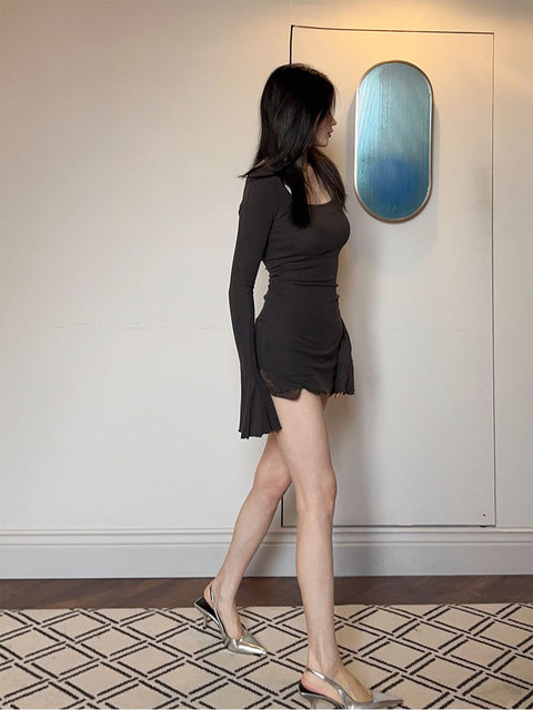 Mato MATOU pure desire style modal slim body long-sleeved dress ...