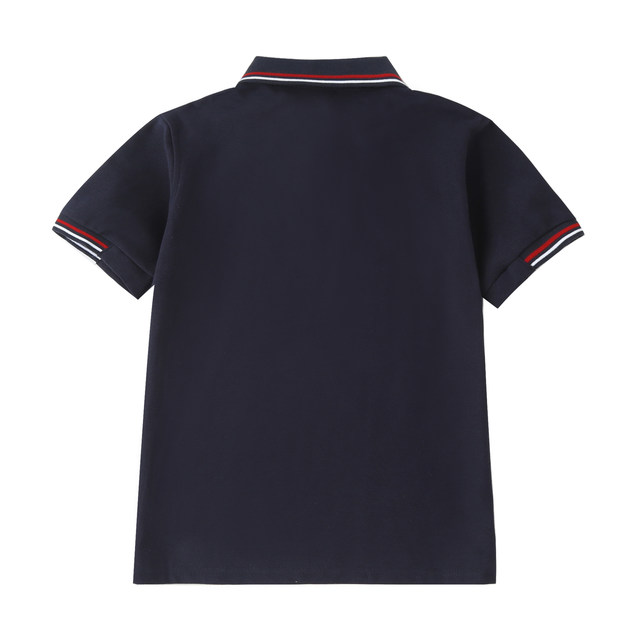 British style blue thread sleeve short -sleeved T -shirt men and girl ...