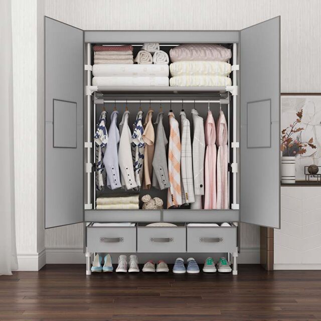 Simple wardrobe, strong and durable storage, dust-proof fabric wardrobe ...