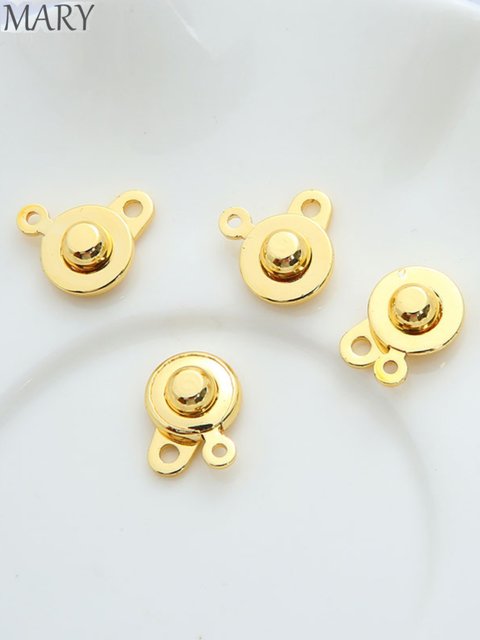 14K gold color-protected pearl necklace ending snap button handmade DIY ...