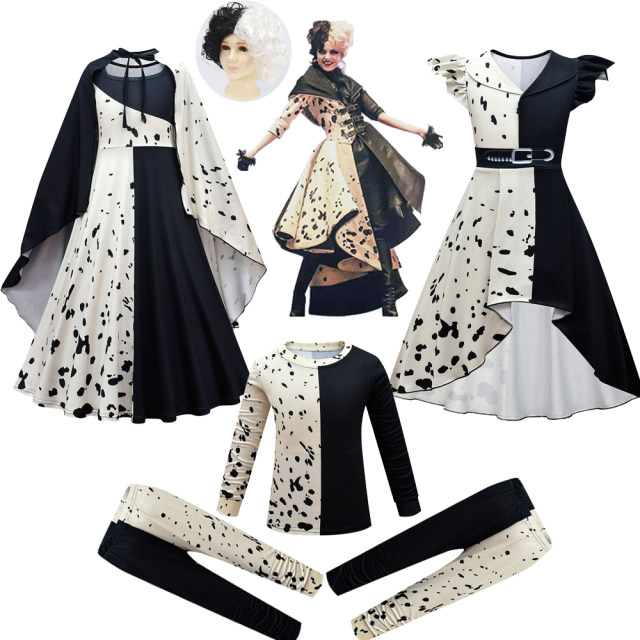 Black and white Cruella princess dress for big children Halloween ...