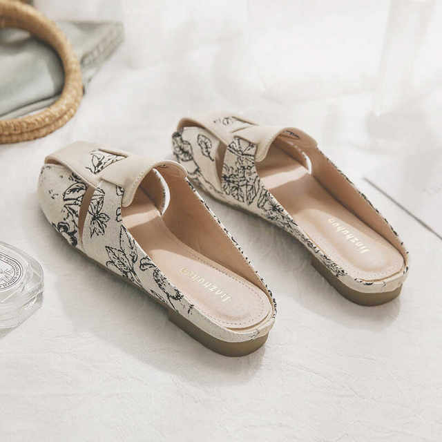 Sheepskin version ~ heelless lazy shoes French toe half slippers for ...