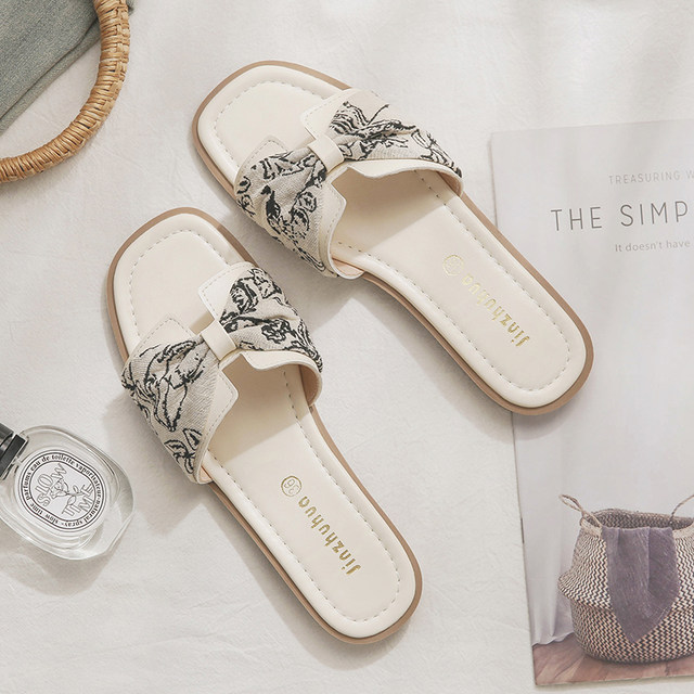 Sheepskin version~Beautiful flat-soled French slippers with skirts for ...