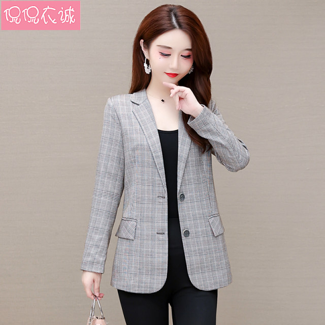 Long -sleeved grid girl suit jacket 2024 autumn dress new character ...
